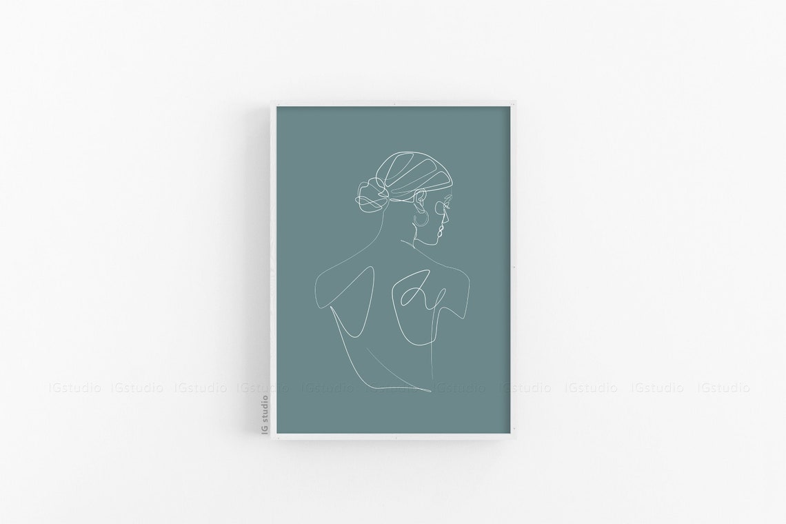 Woman Single Line Art Print One Line Drawing Blue Print - Etsy