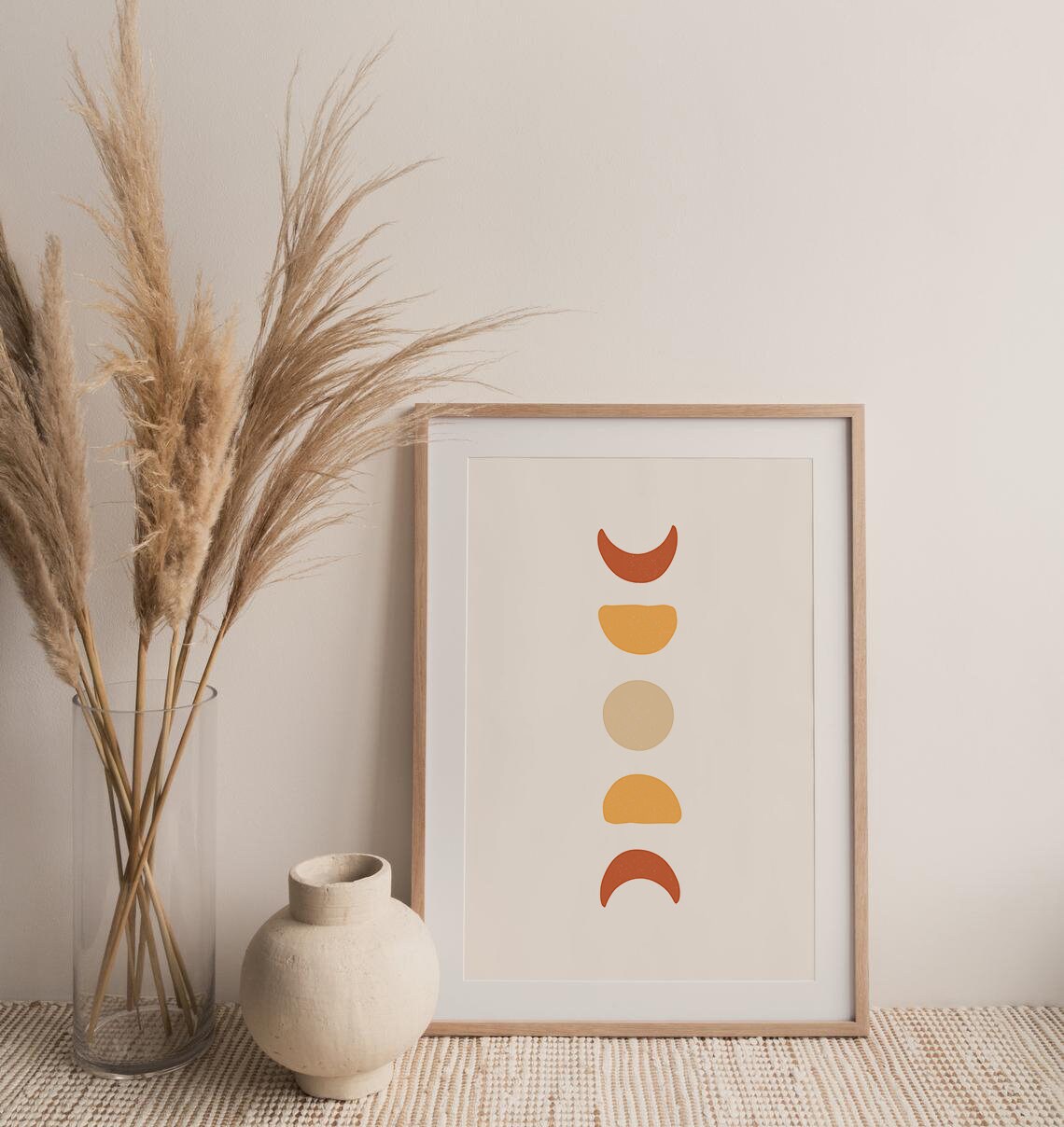 Abstract Moon Phases Art Print Burnt Orange Wall Art Neutral | Etsy