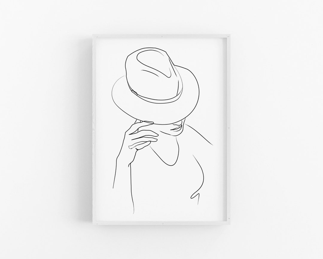 Cowgirl Line Art Print, Western Wall Art, Line Drawing Print, Single ...