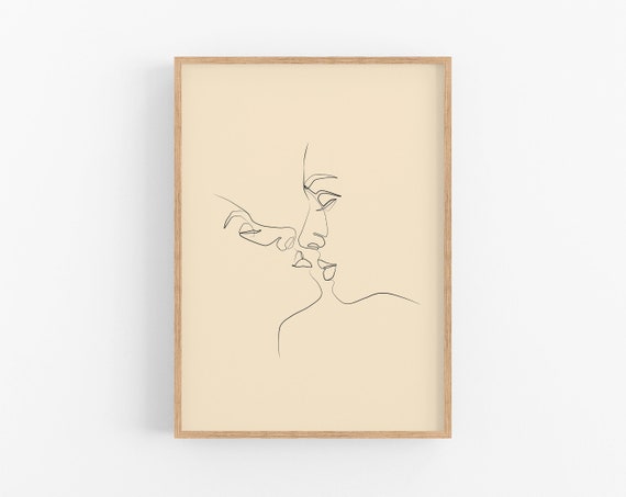 Couple Line Art Print Single Line One Line Drawing Abstract | Etsy