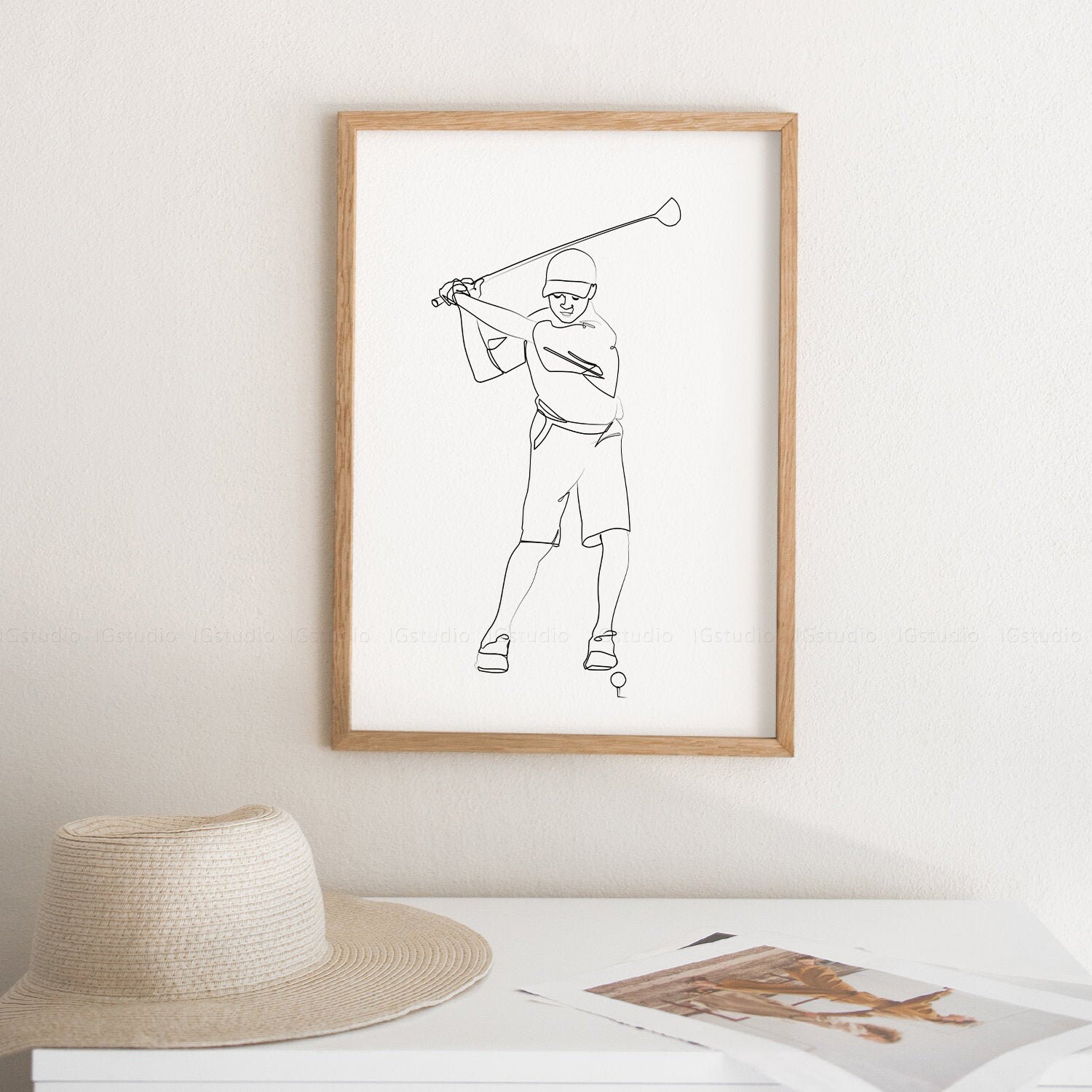 Golf Player Line Art Print, Golf Gift Printable, One Line Drawing ...