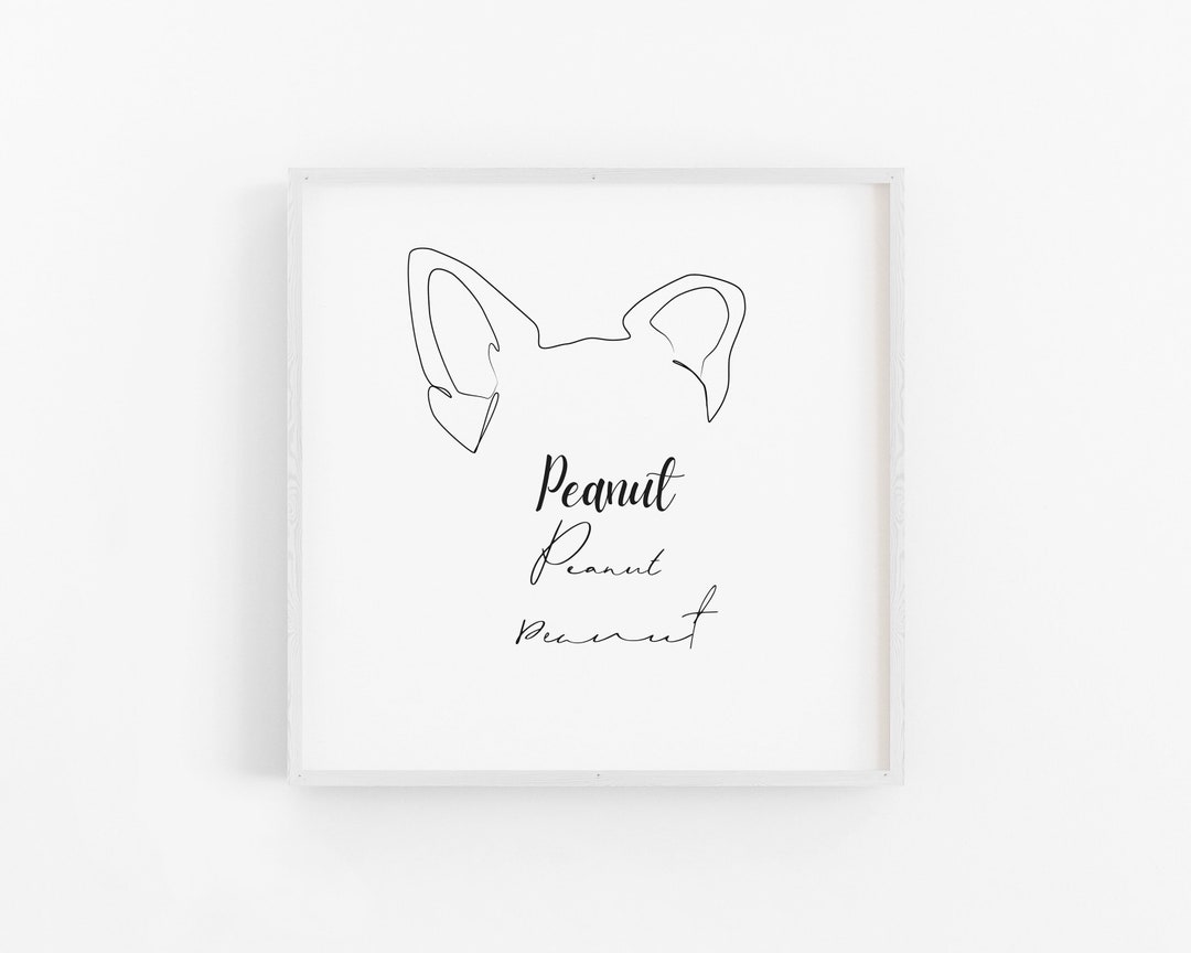 Pet Ears Custom Line Drawing, Custom Pet Line Art, Custom Tattoo Pet ...