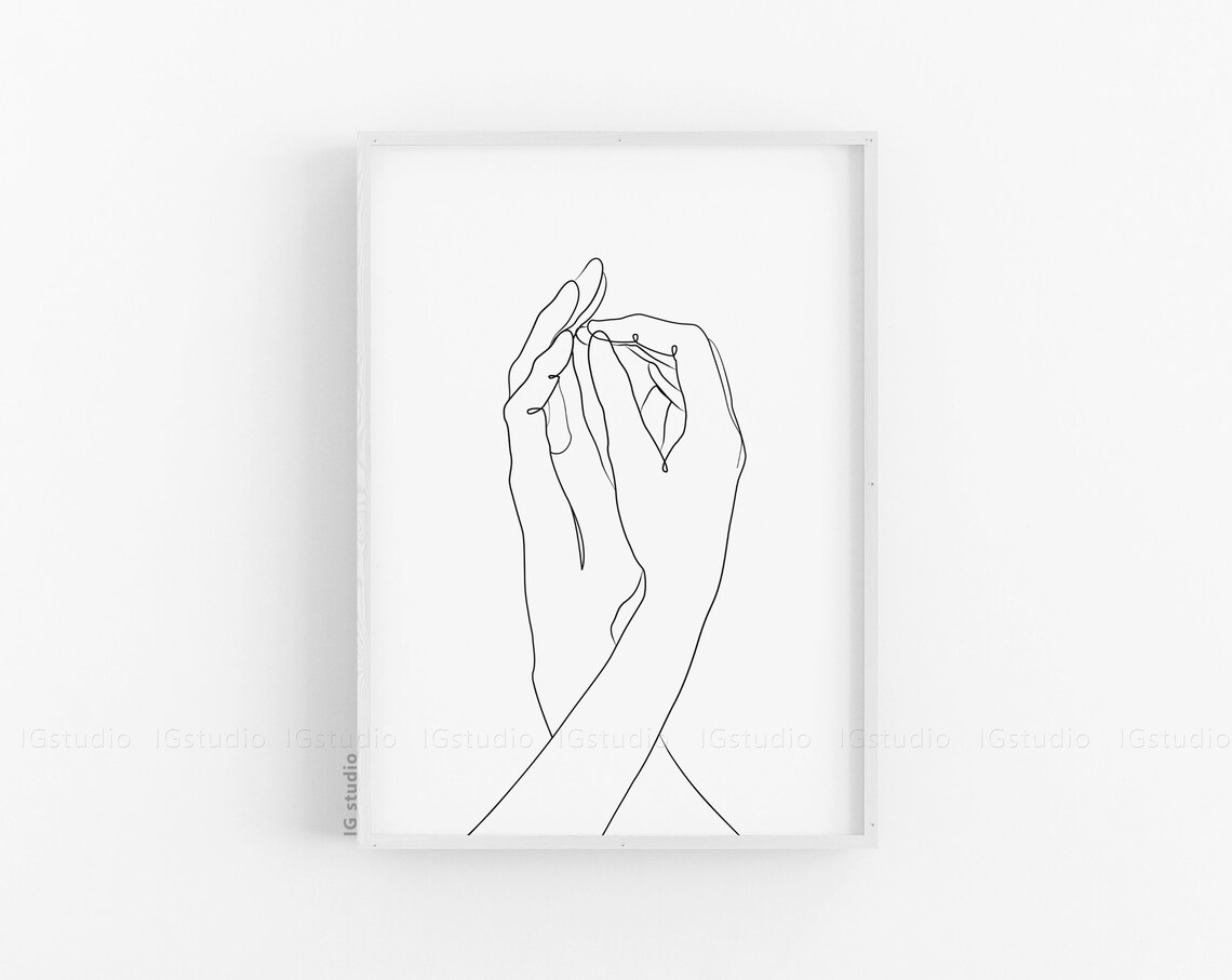 Holding Hands Line Art Print One Line Drawing Printable Wall | Etsy