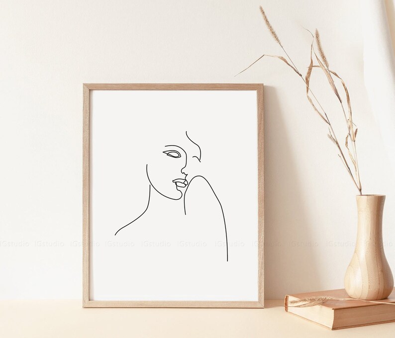 Single Line Art Print Woman One Line Drawing Printable Line | Etsy