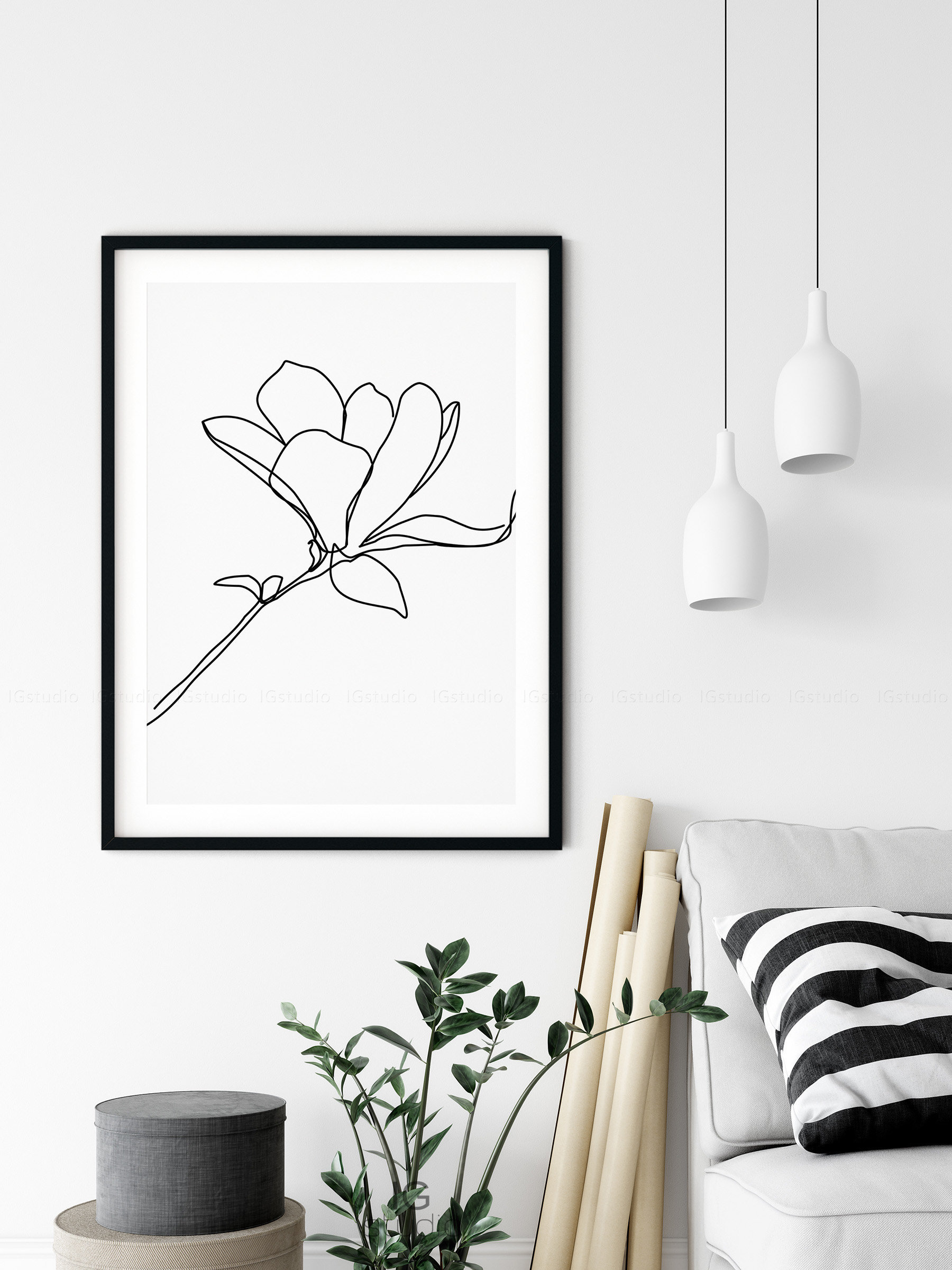 Flower Line Art Minimalist Flower Drawing One Line Drawing. | Etsy
