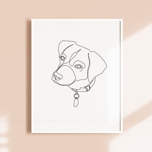 Pet Portrait, Dog Portrait Custom, Line Art, Custom Dog Portrait From ...