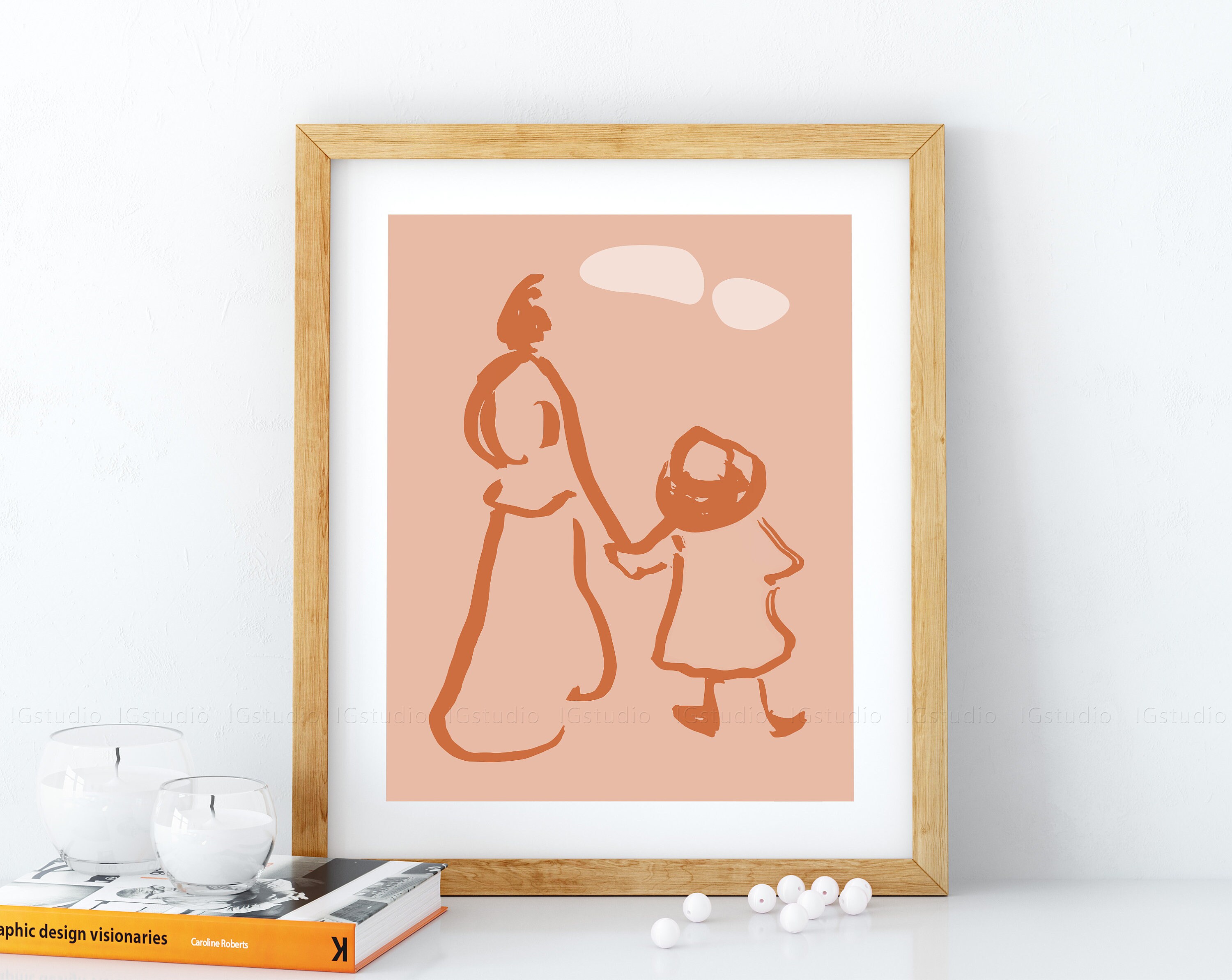 Mother and Child Line Drawing Print Minimalist Art Printable | Etsy