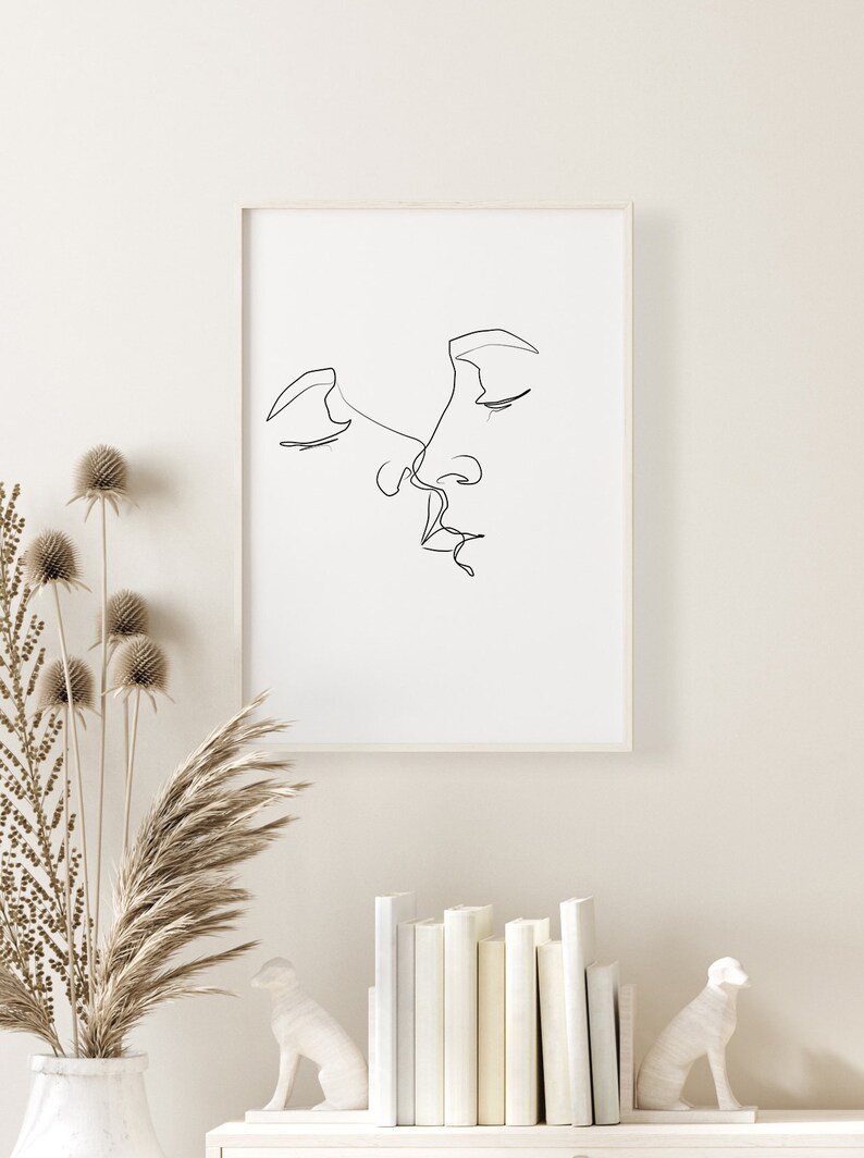 Couple Line Art Print One Line Drawing Couples Gift - Etsy
