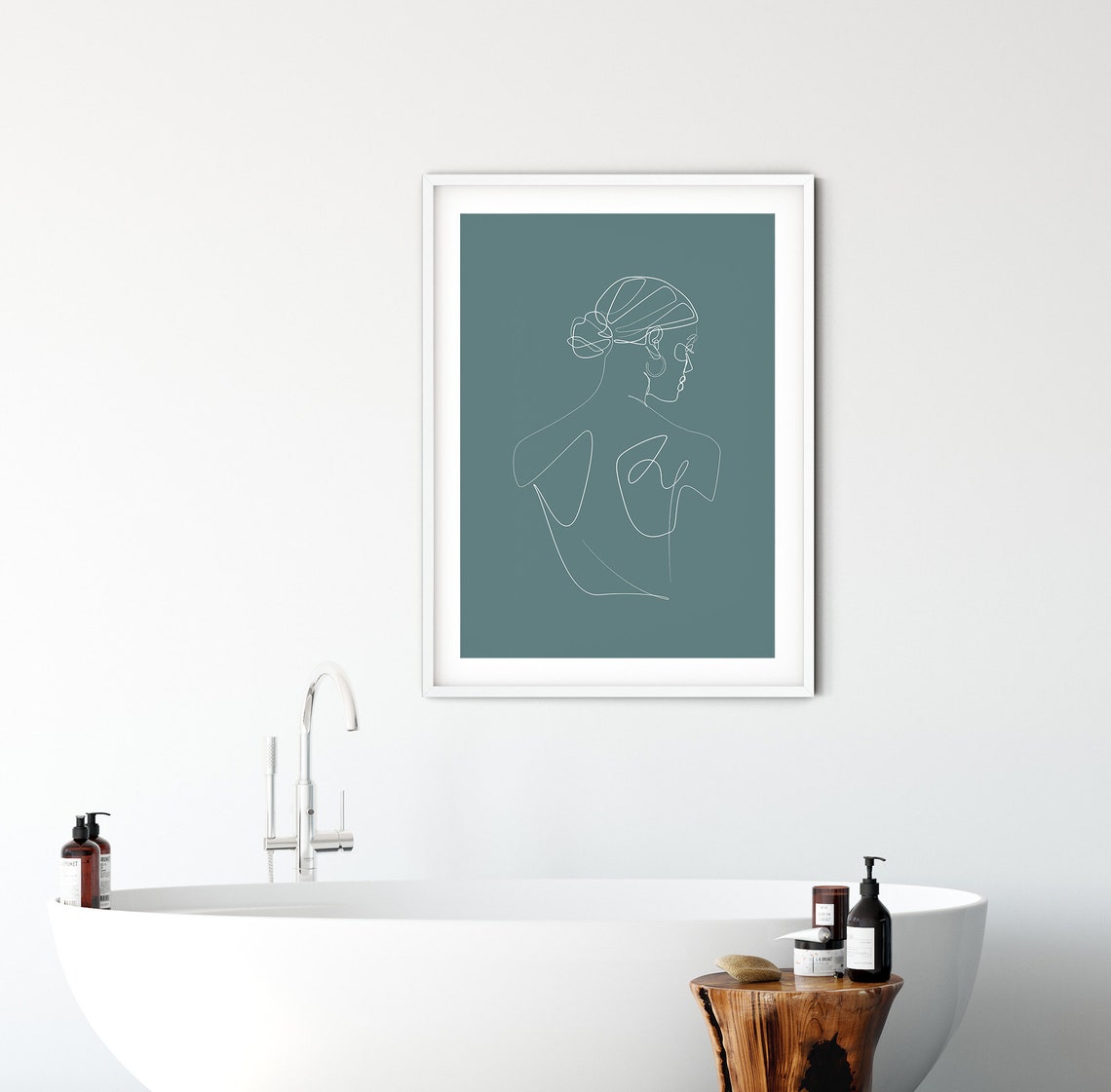 Woman Single Line Art Print One Line Drawing Blue Print - Etsy