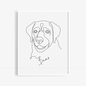 Pet Portrait, Dog Portrait Custom, Line Art, Custom Dog Portrait From ...
