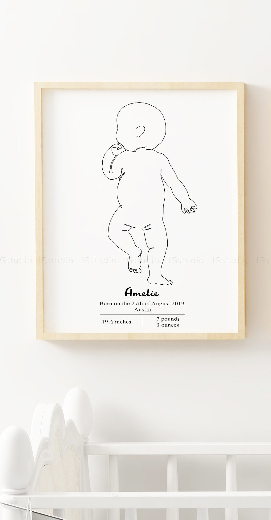 Custom Birth Line Art Print Personalized Baby Gift Nursery | Etsy