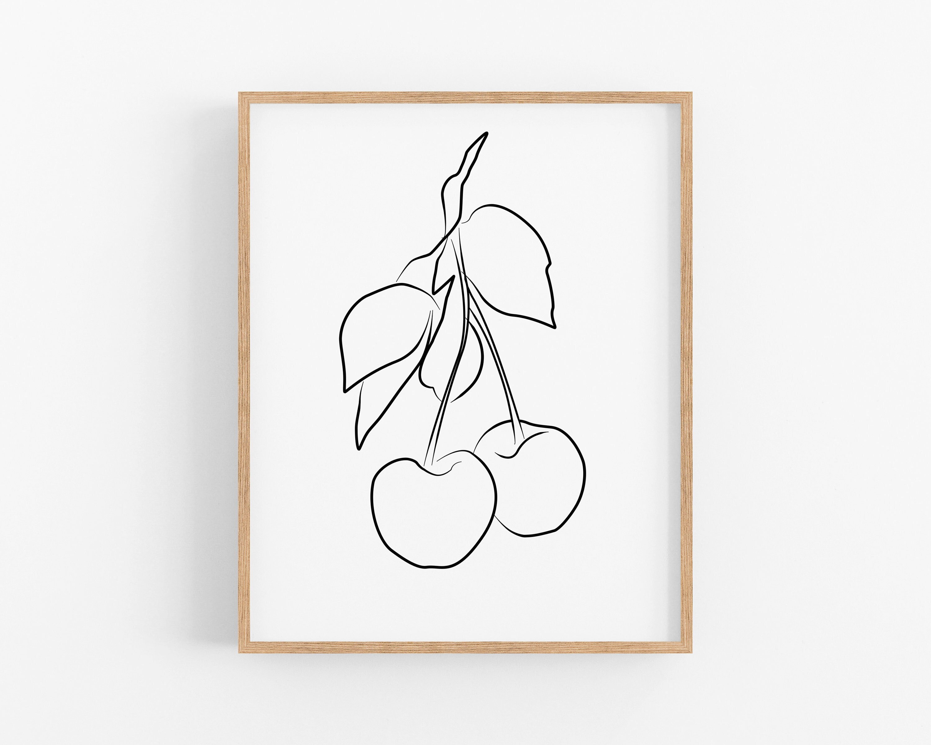 Cherry Line Art Print Botanical Line Drawing Artwork Single - Etsy