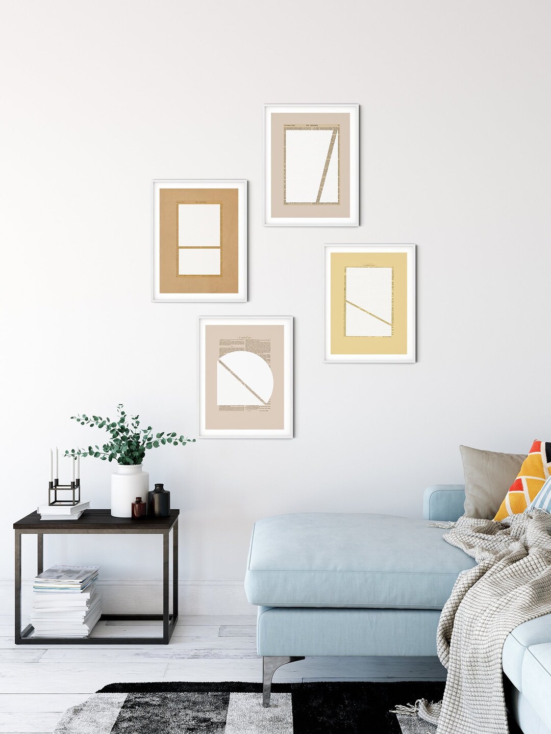 Abstract Soft Color Art, Gallery Wall Set, Mid Century Modern Art Print ...