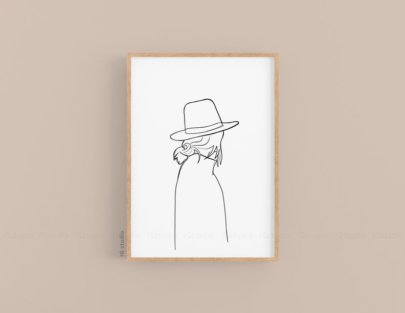 Woman Fashion Line Art Print One Line Drawing Minimalist - Etsy
