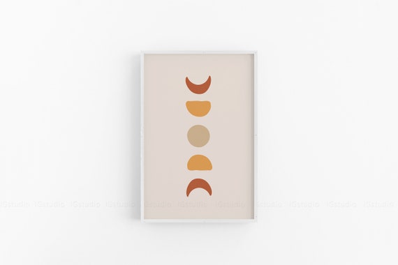 Abstract Moon Phases Art Print Burnt Orange Wall Art Neutral | Etsy