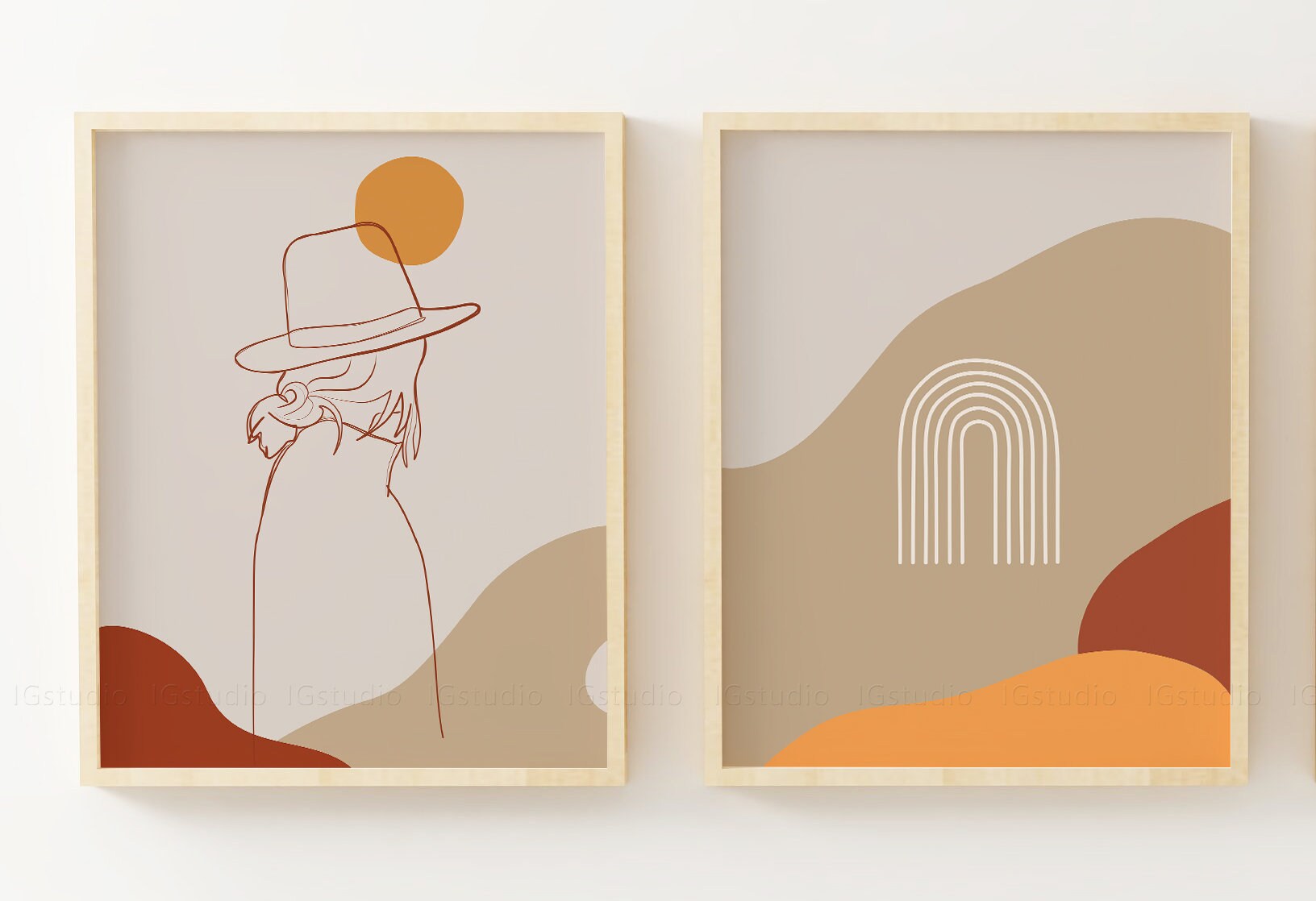 Set of 2 Abstract Prints Boho Print Two Prints Set | Etsy