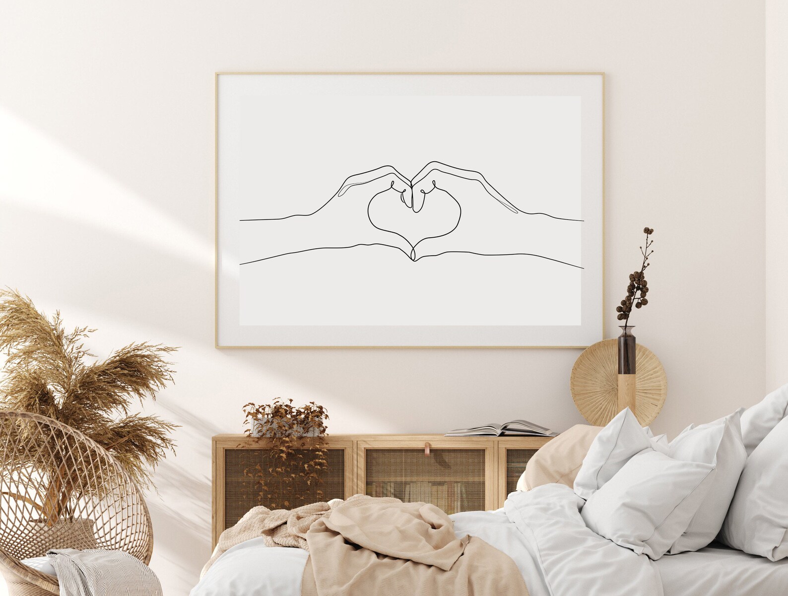 Hand Heart Printable One Line Drawing Print Love Hands | Etsy