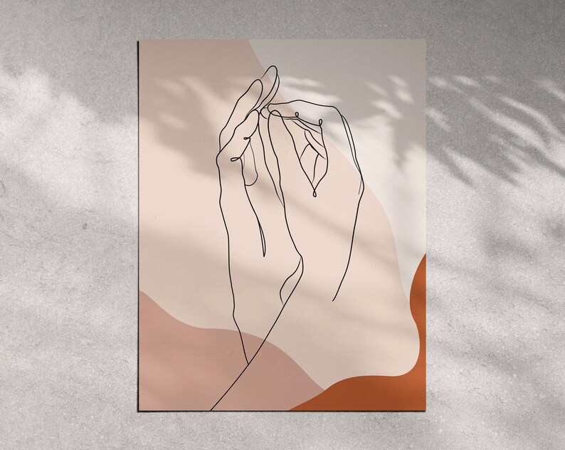 Set of 2 Holding Hands Line Art Print One Line Drawing - Etsy