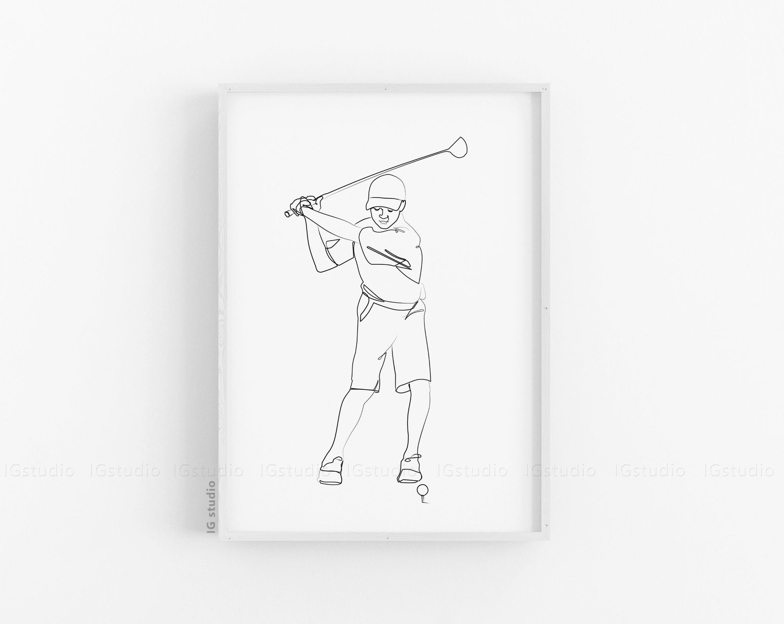 Golf Player Line Art Print, Golf Gift Printable, One Line Drawing ...