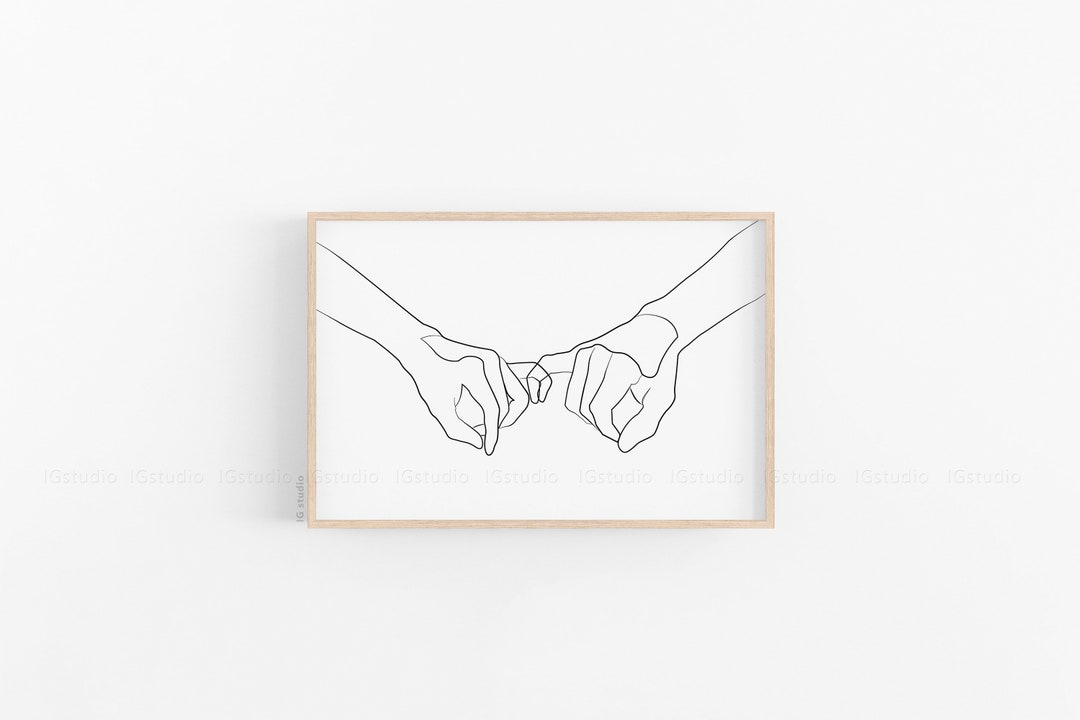 Pinky Swear Printable, One Line Drawing Print, Single Line Art Hands, Hand Poster, Original ...
