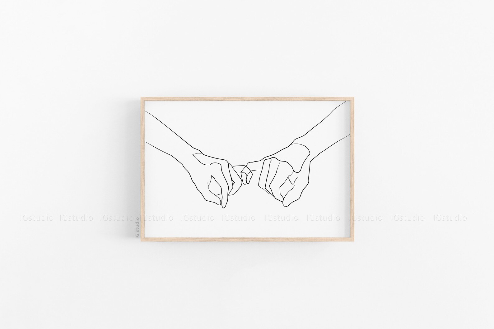 Pinky Swear Printable One Line Drawing Print Single Line Art | Etsy