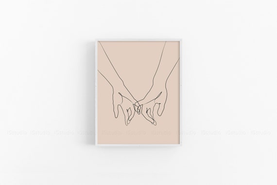 Pinky Swear Line Art Printable One Line Drawing Print Single | Etsy
