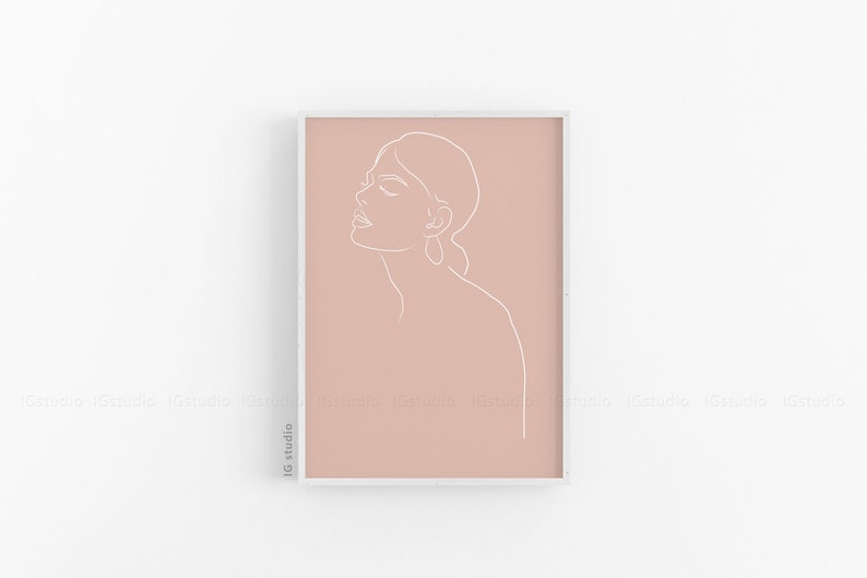 Single Line Art Print, Woman One Line Drawing, Blush Pink Wall Art ...