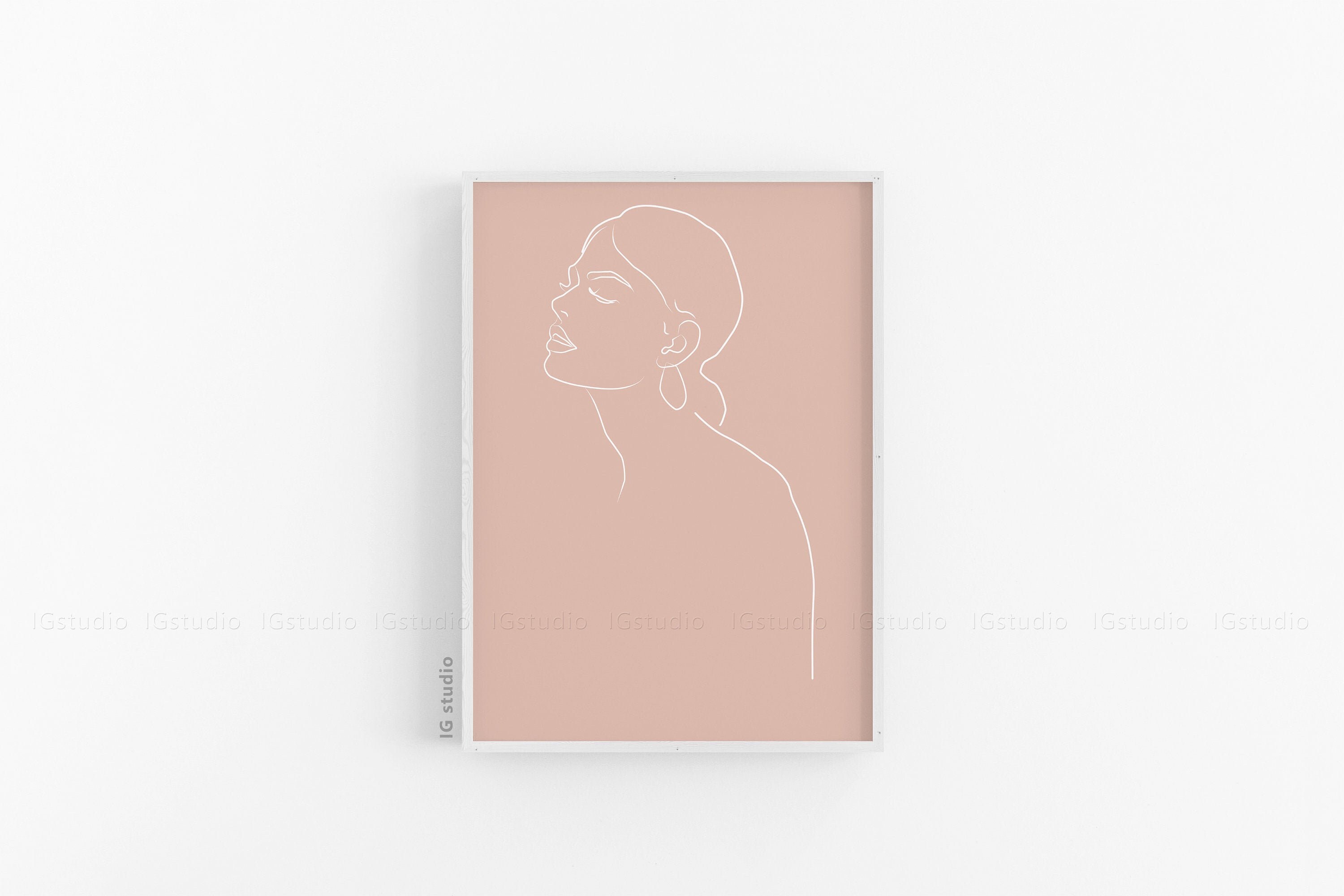 Single Line Art Print, Woman One Line Drawing, Blush Pink Wall Art ...