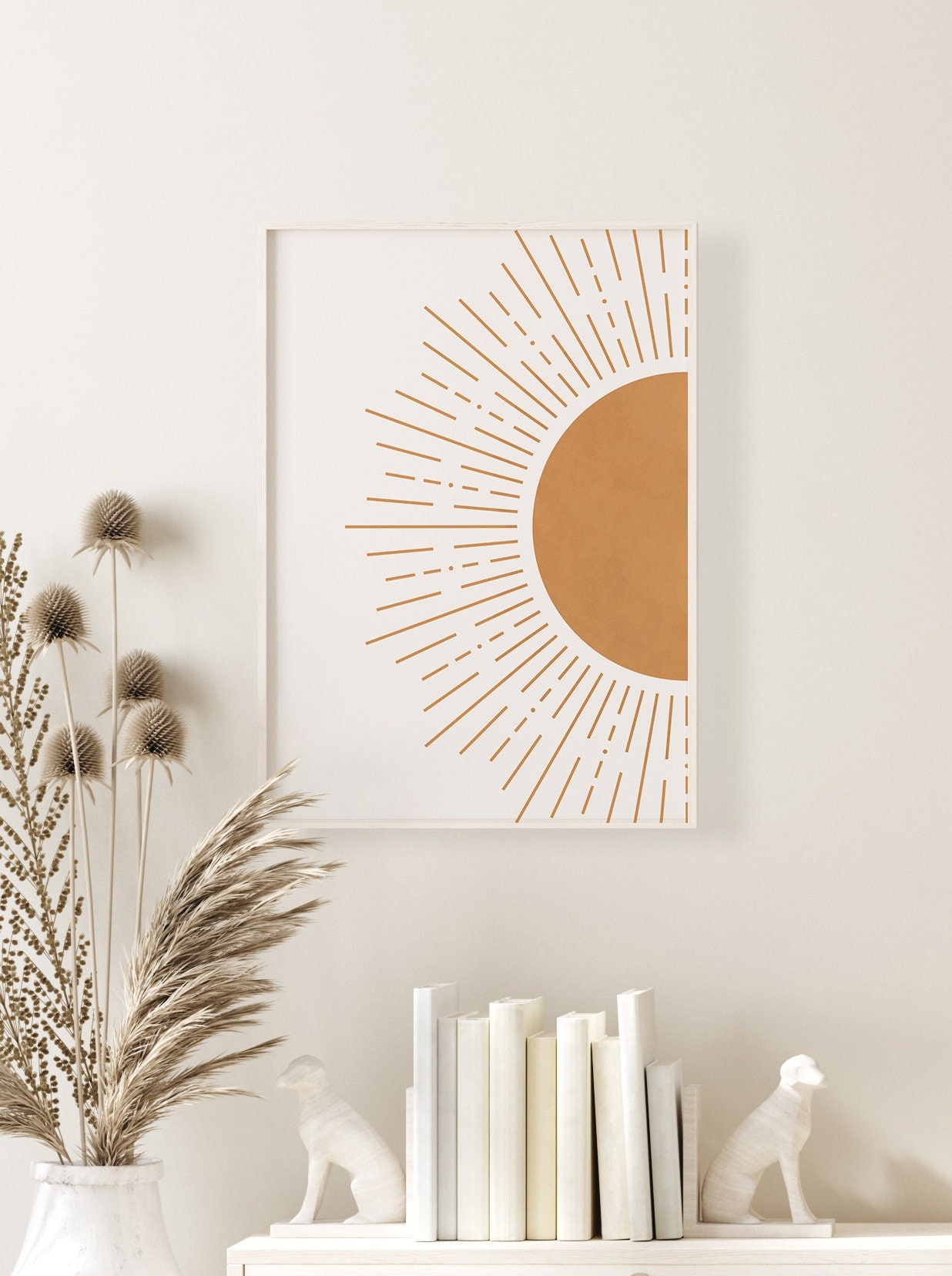 Abstract Sun Rays Art Print, Mid Century Modern Printable Art, Boho ...