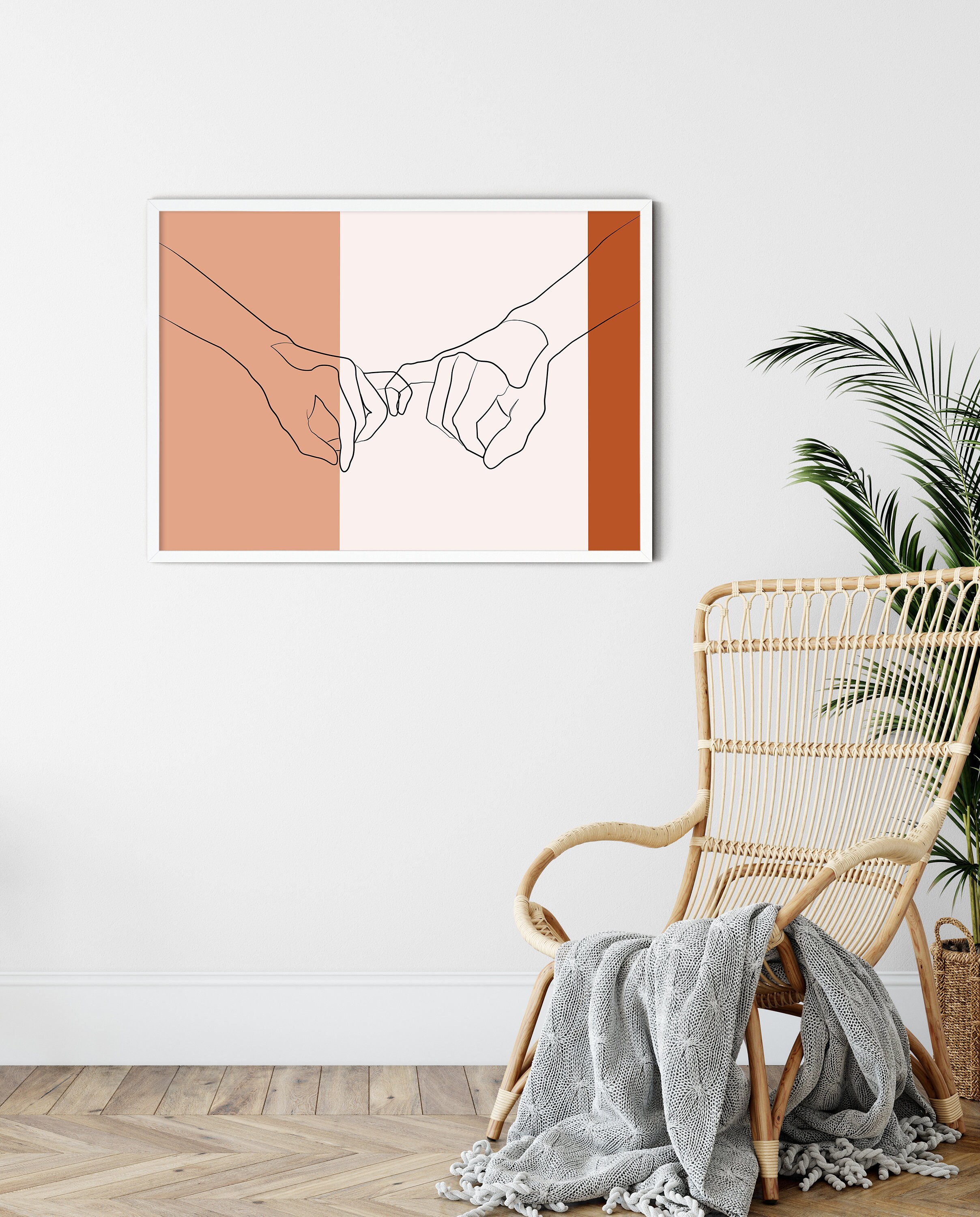 Pinky Swear Color Block Printable Line Art Hands One Line | Etsy