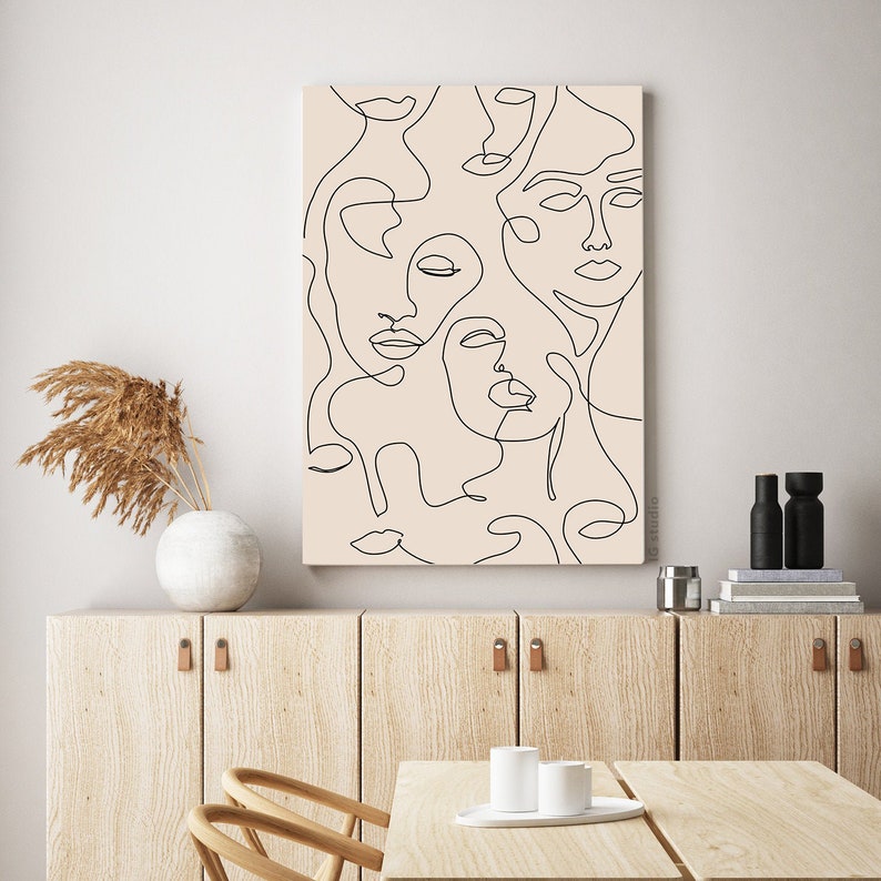 Abstract Line Art Face Print Woman One Line Drawing Etsy