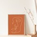 Abstract Burnt Orange One Line Drawing Face, Printable Line Art, Single ...