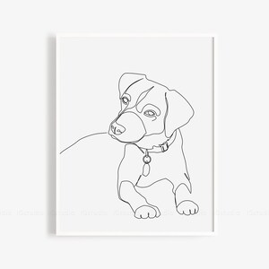 Pet Portrait, Dog Portrait Custom, Line Art, Custom Dog Portrait From ...