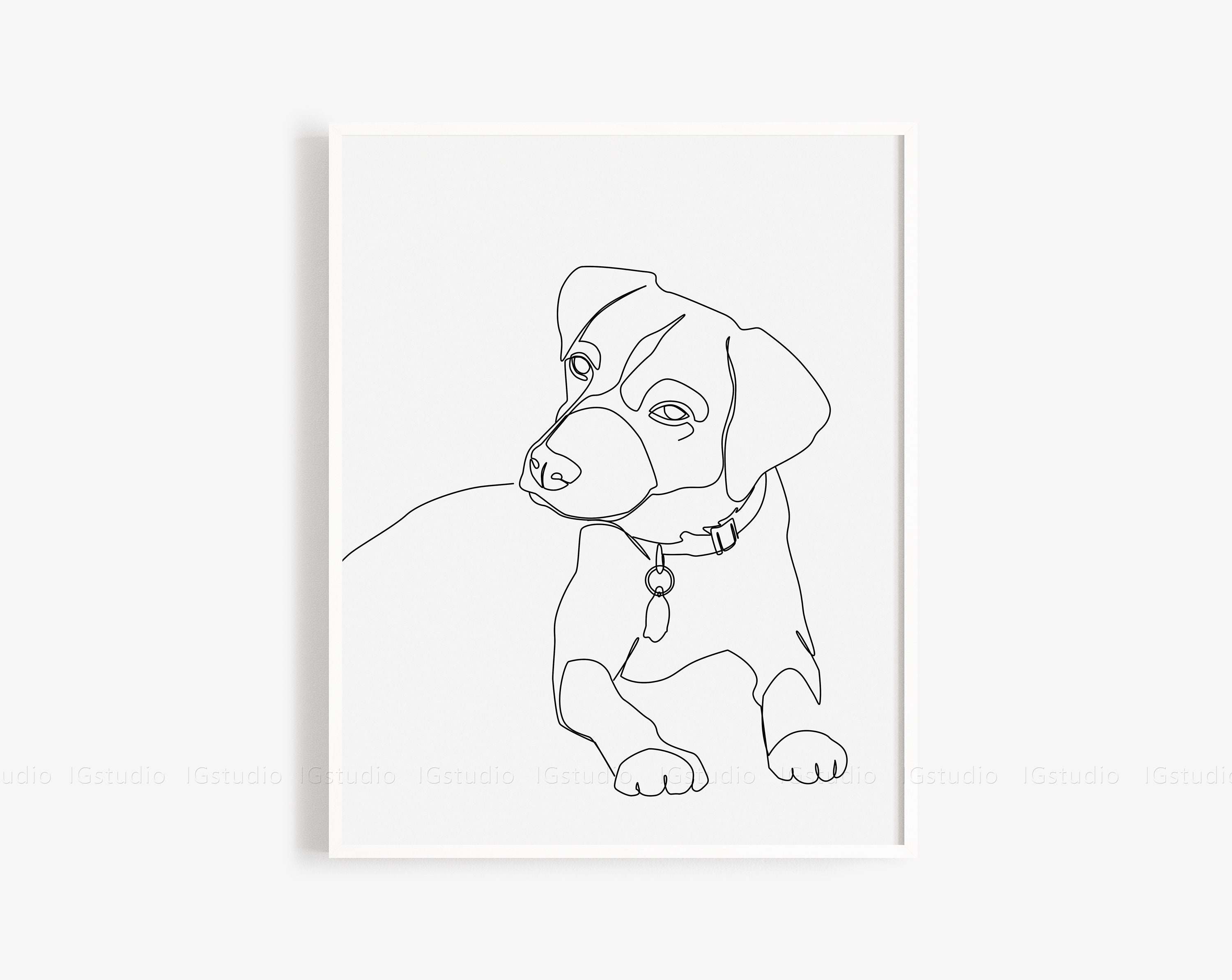 Pet Portrait Dog Portrait Custom Line Art Custom Dog - Etsy