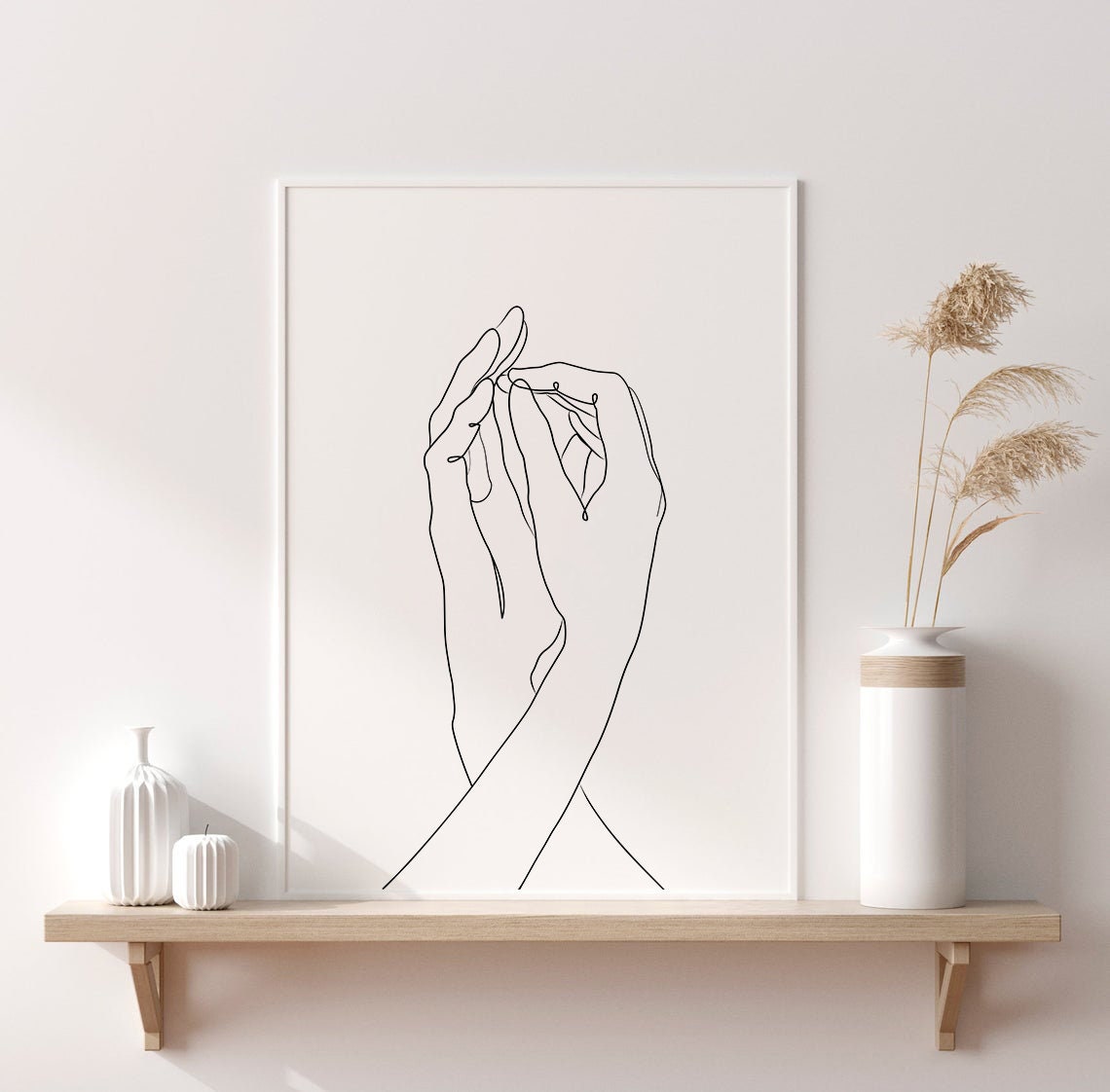 Holding Hands Line Art Print, One Line Drawing, Printable Wall Art ...