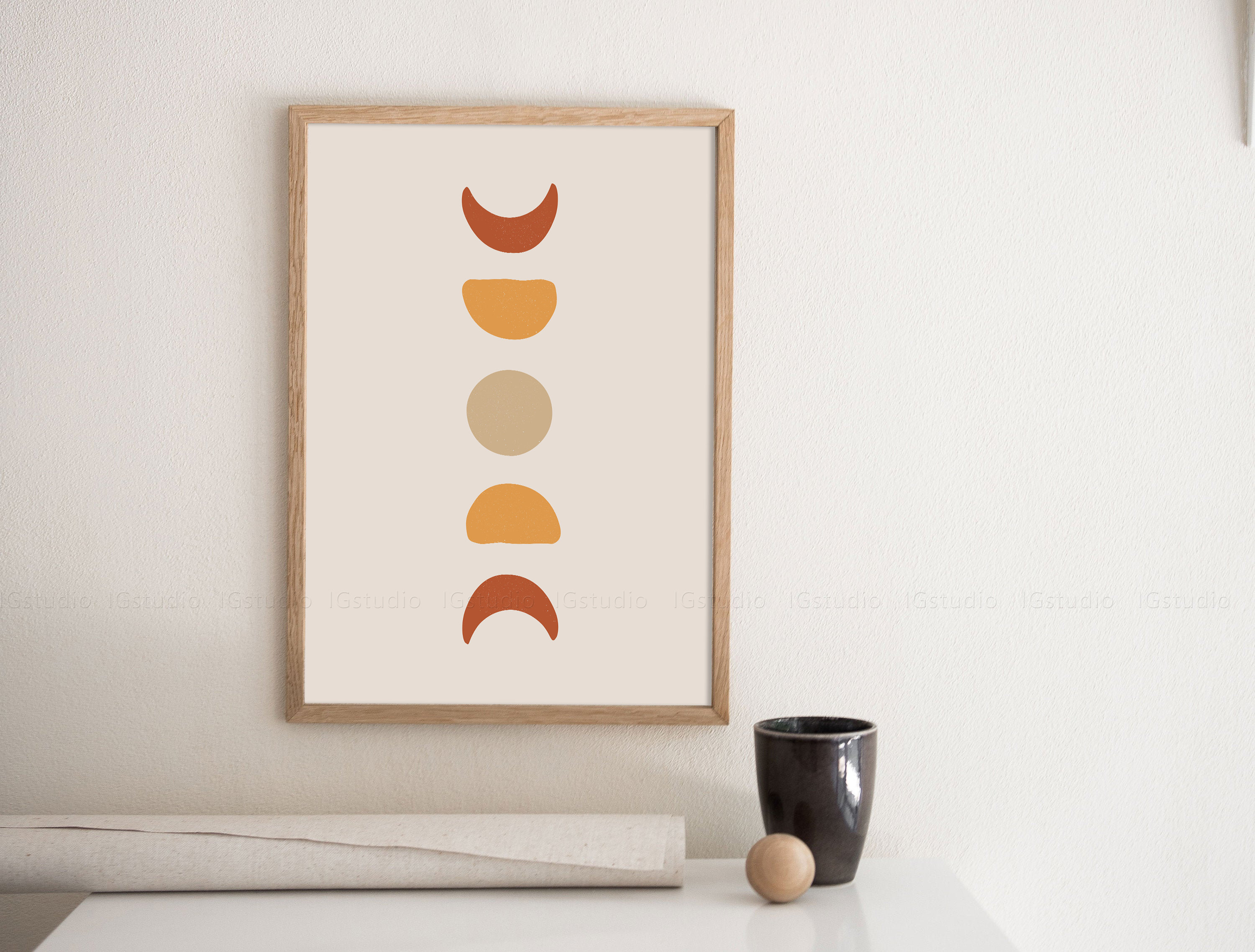 Abstract Moon Phases Art Print Burnt Orange Wall Art Neutral | Etsy