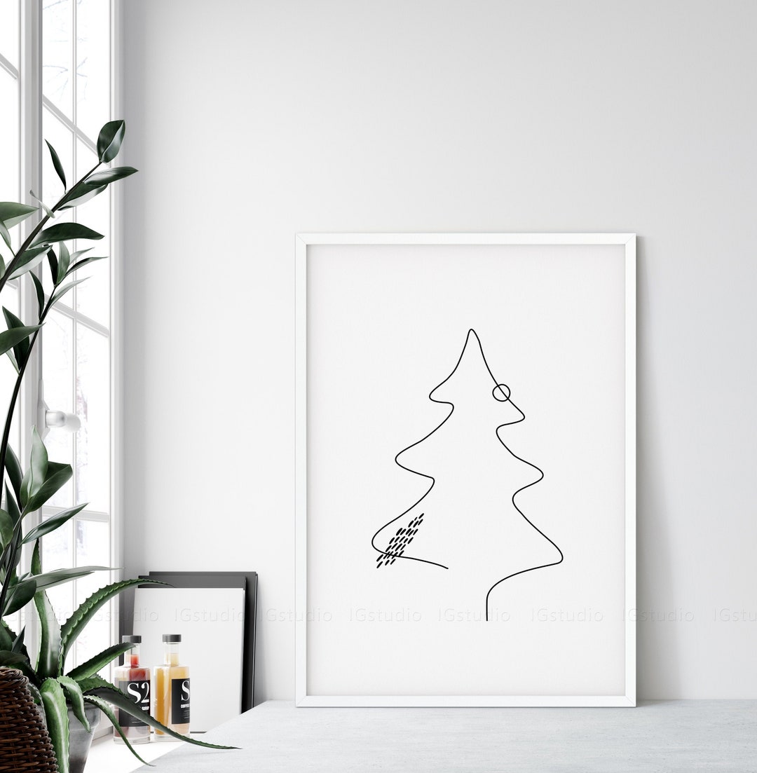 Printable Christmas Tree Decoration, Abstract Minimalist Xmas Tree ...