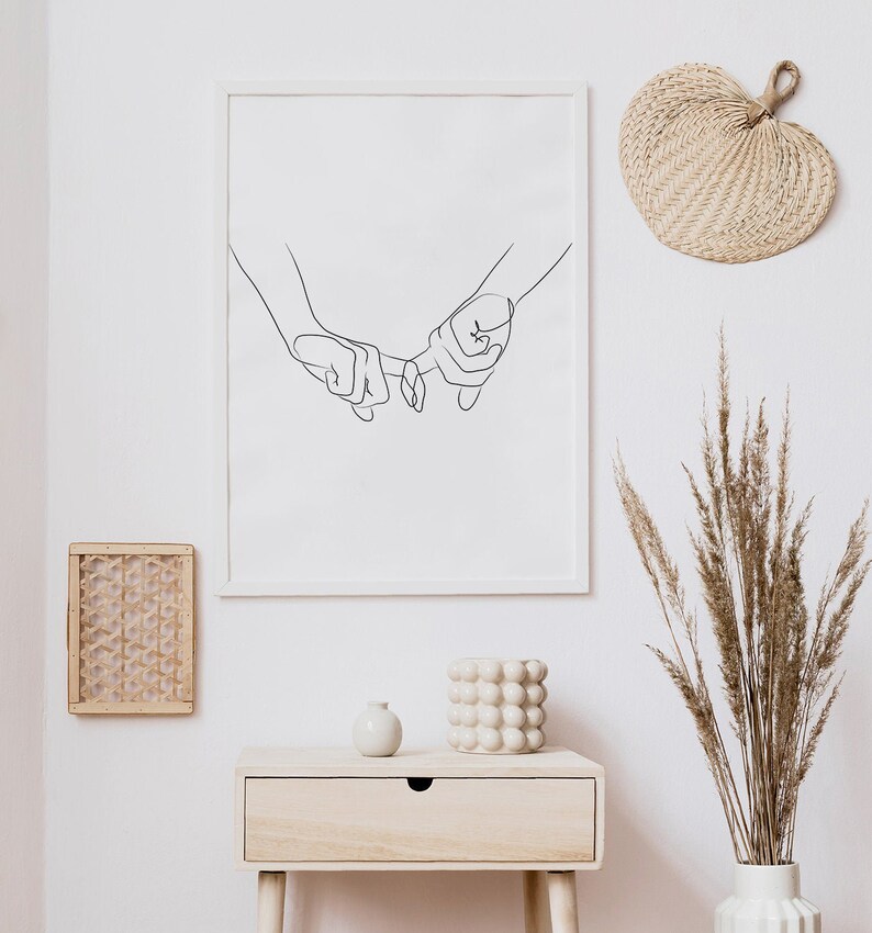 Pinky Swear Printable Lover's Hands Print One Line - Etsy