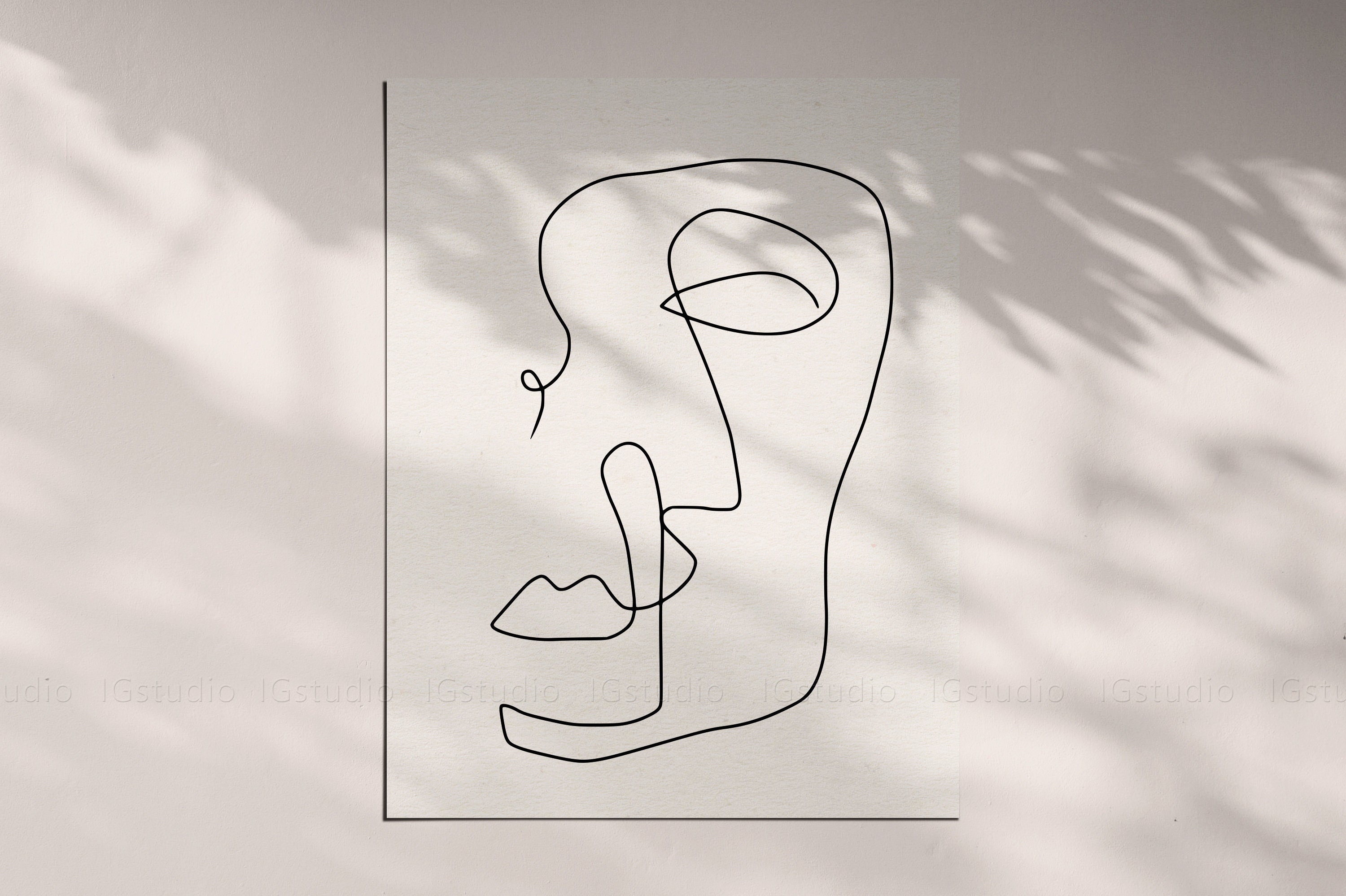 Abstract One Line Drawing Face Printable Line Art Single | Etsy