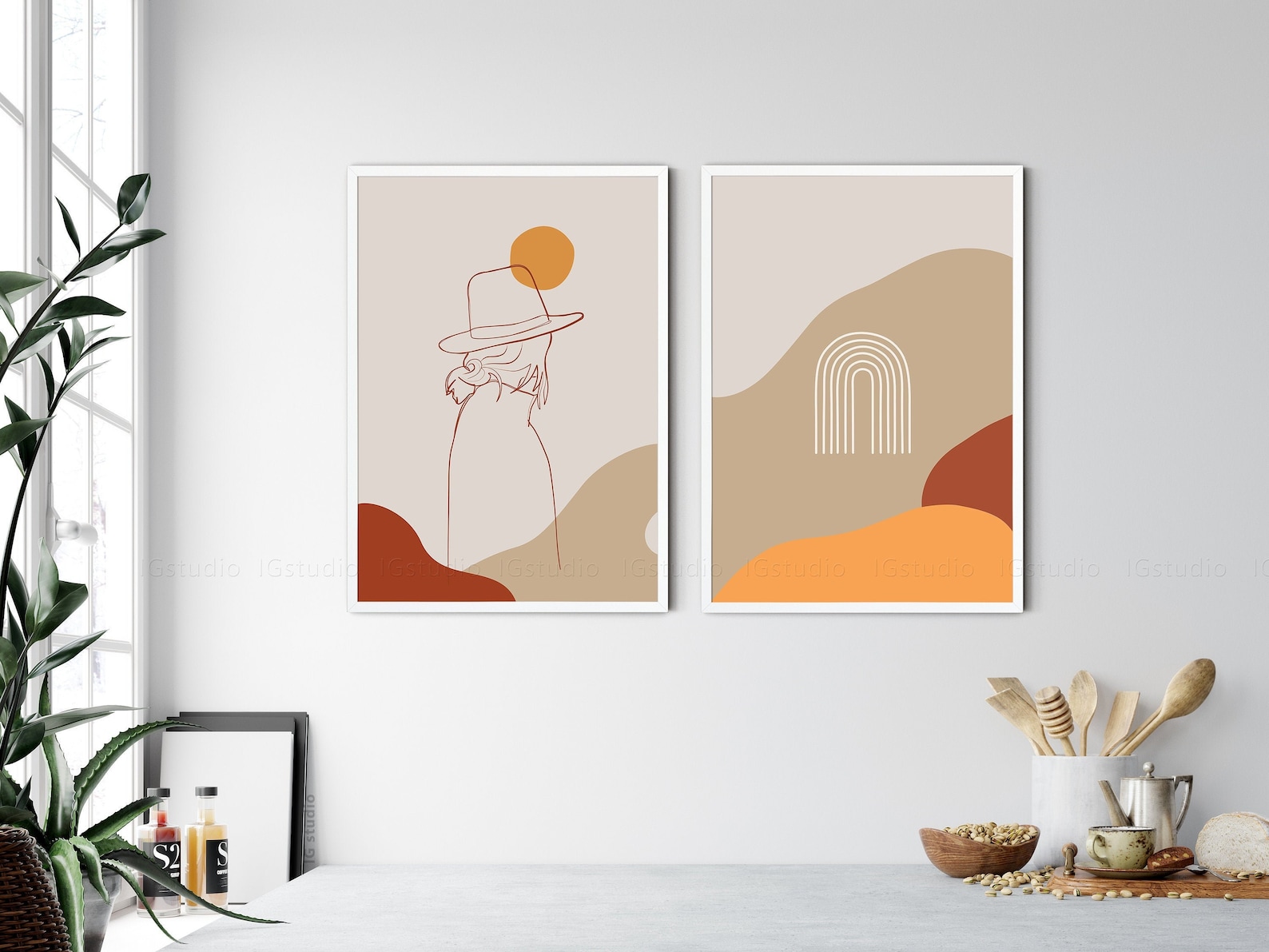 Set of 2 Abstract Prints Boho Print Two Prints Set | Etsy