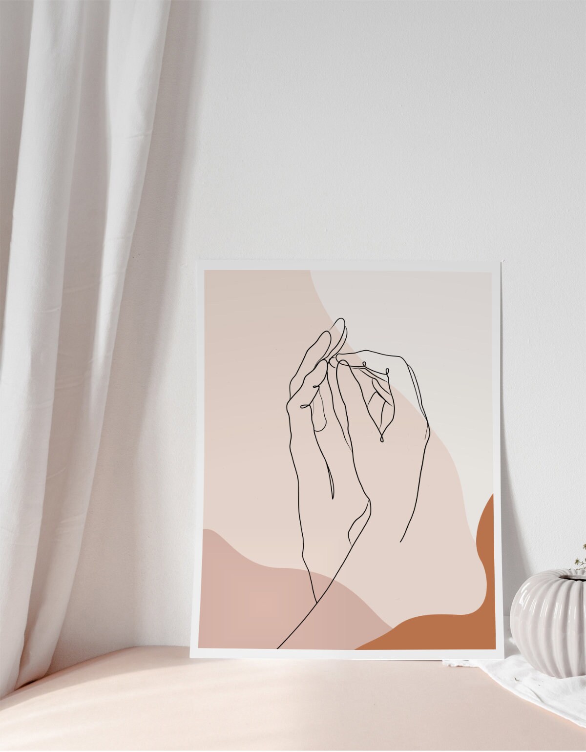 Holding Hands Line Art, Line Drawing Print, Neutral Tones, Printable ...