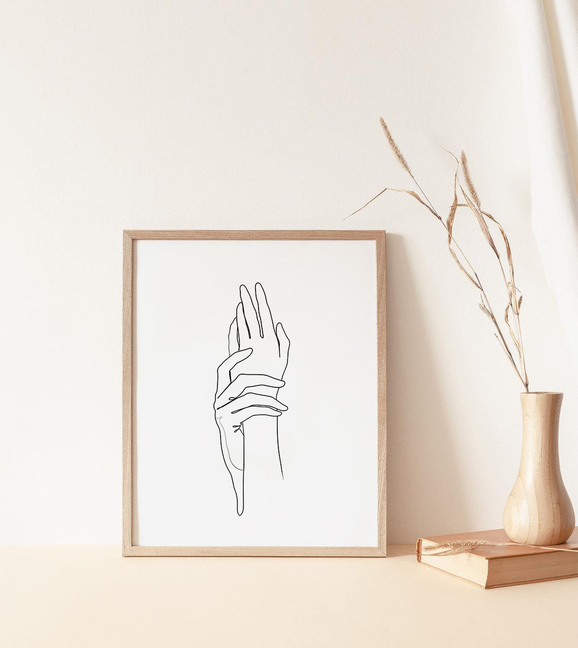 Holding Hands Line Art Print One Line Drawing Printable Wall | Etsy