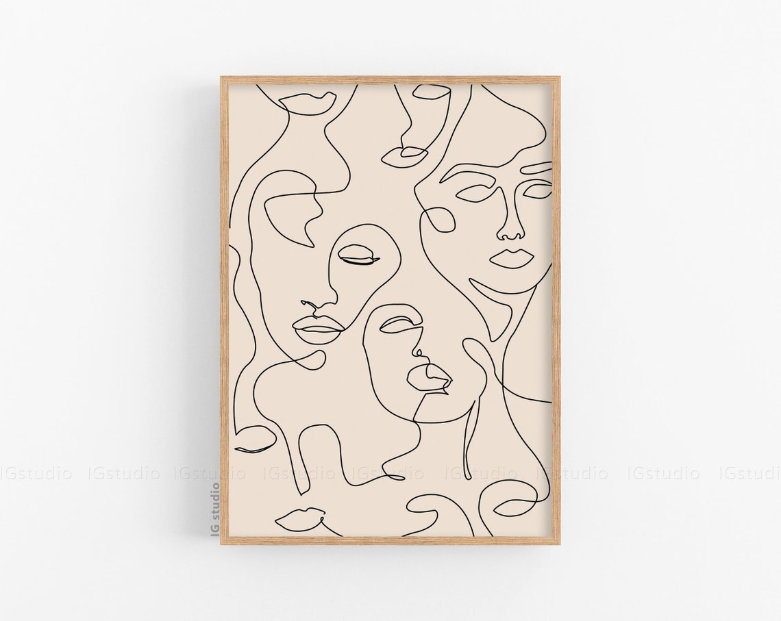 Abstract Line Art Face Print Woman One Line Drawing - Etsy