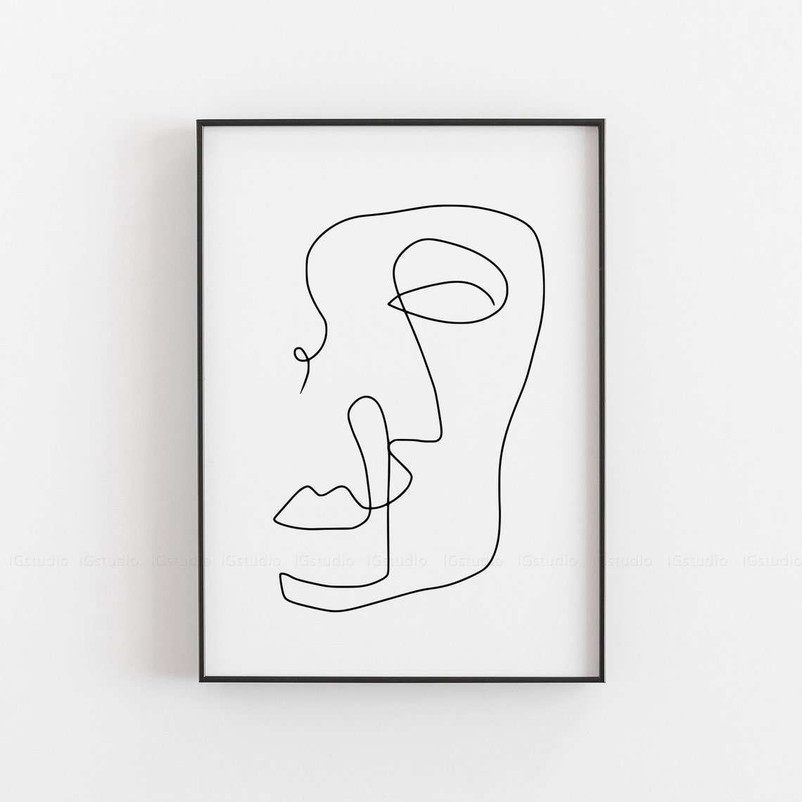 Abstract One Line Drawing Face Printable Line Art Single | Etsy