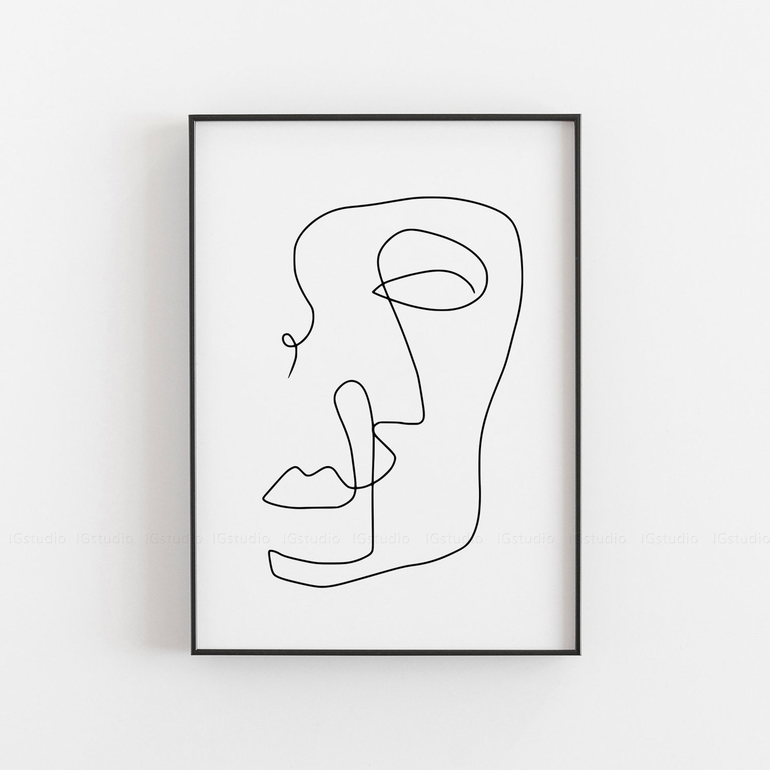 Abstract One Line Drawing Face Printable Line Art Single | Etsy