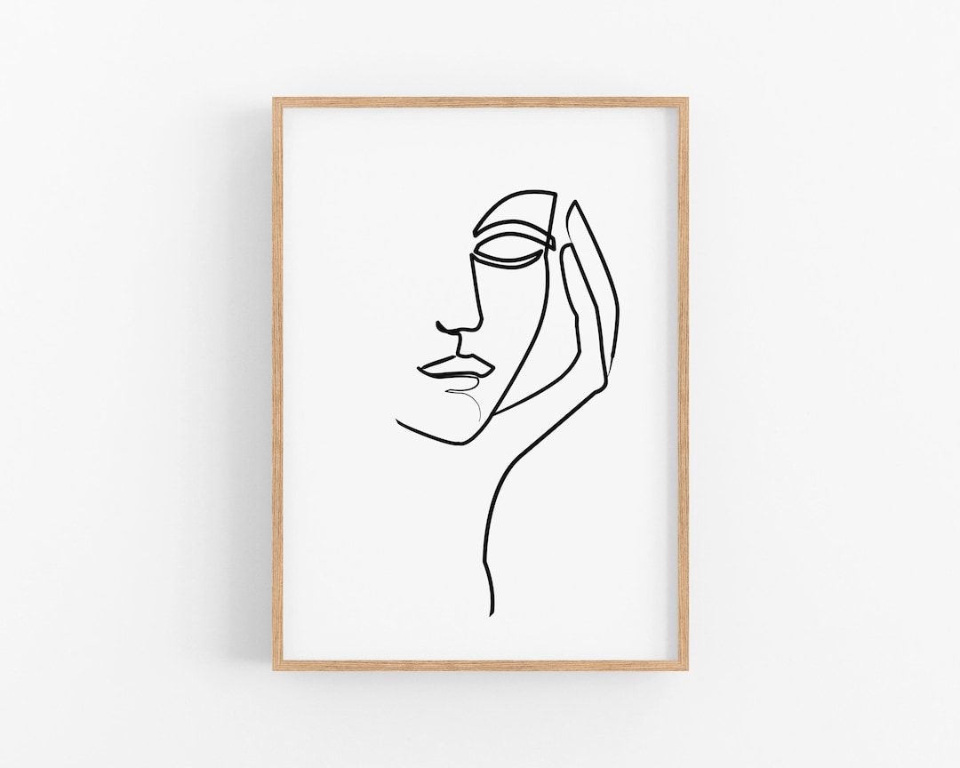 Face Single Line Art Print, Woman One Line Drawing, Printable Wall Art ...