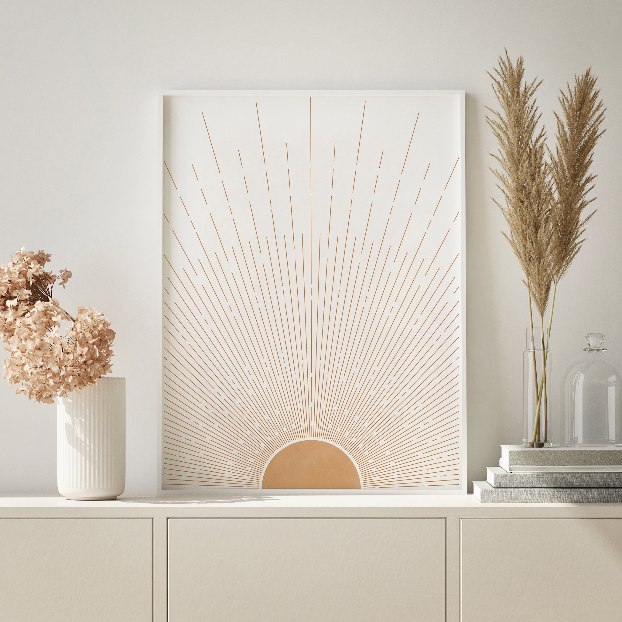 Abstract Sun Rays Art Print Mid Century Modern Printable Art - Etsy ...