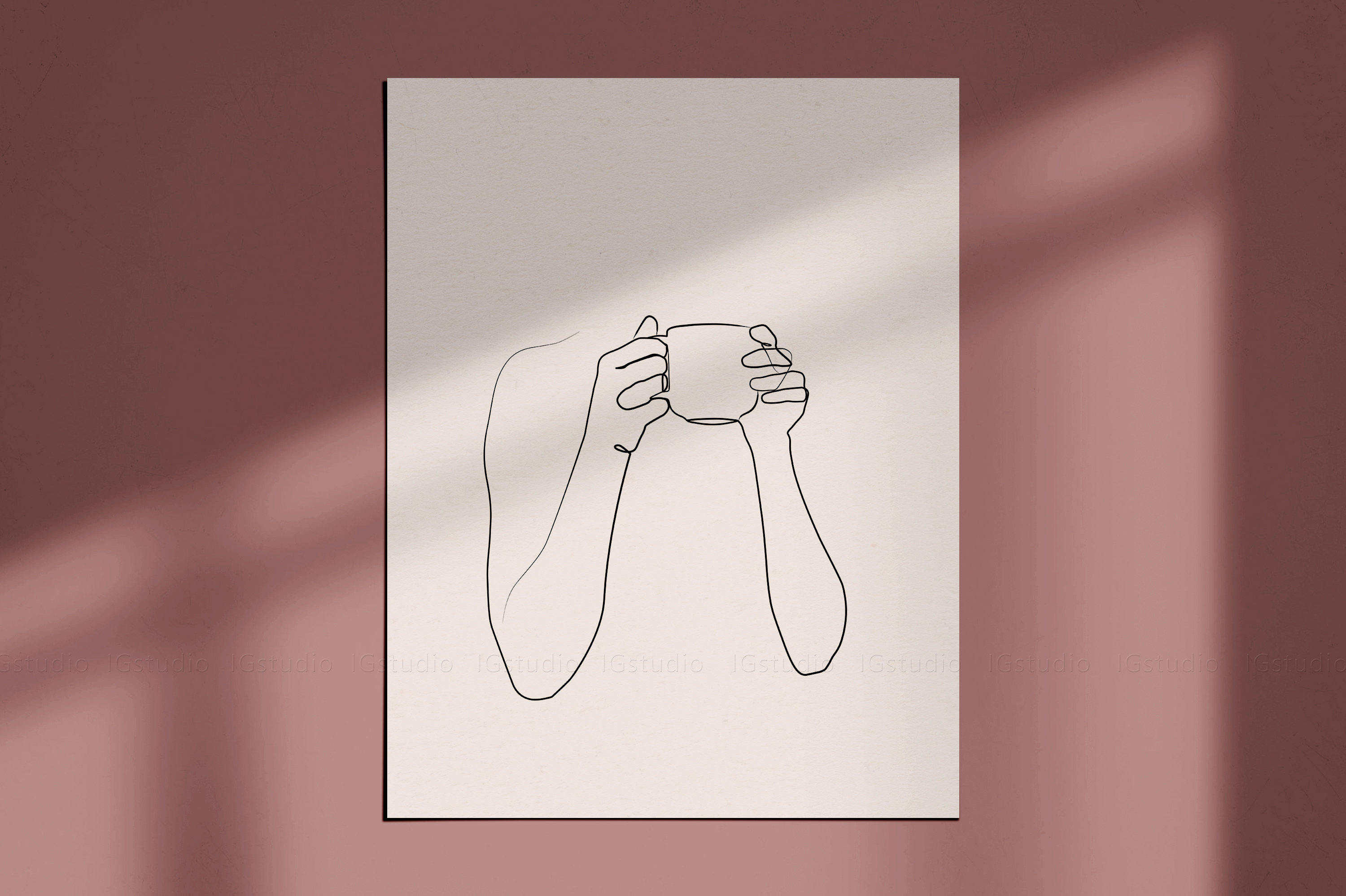 Coffee in Hands, One Line Art Print, Printable Coffee, Single Line ...
