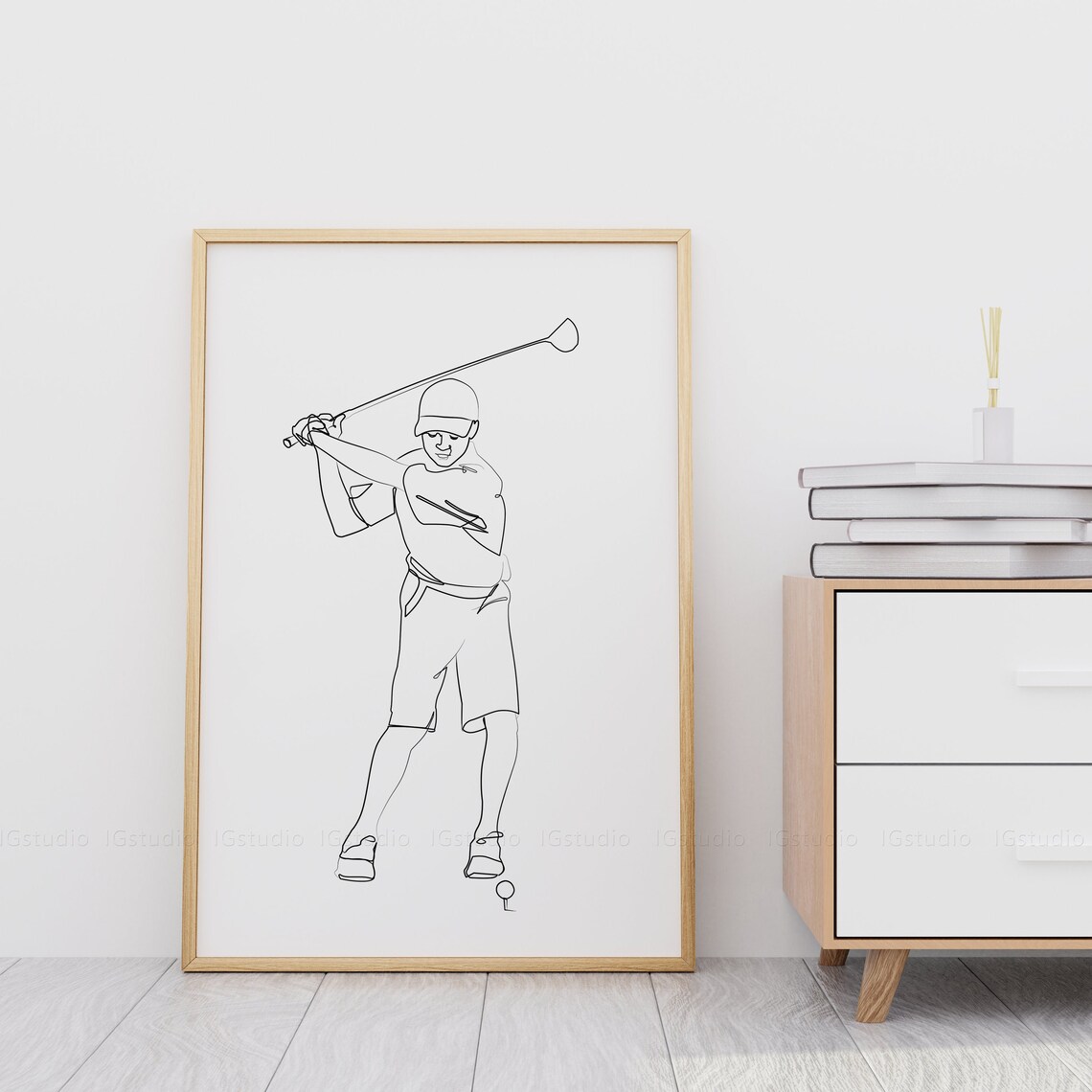 Golf Player Line Art Print Golf Gift Printable One Line - Etsy