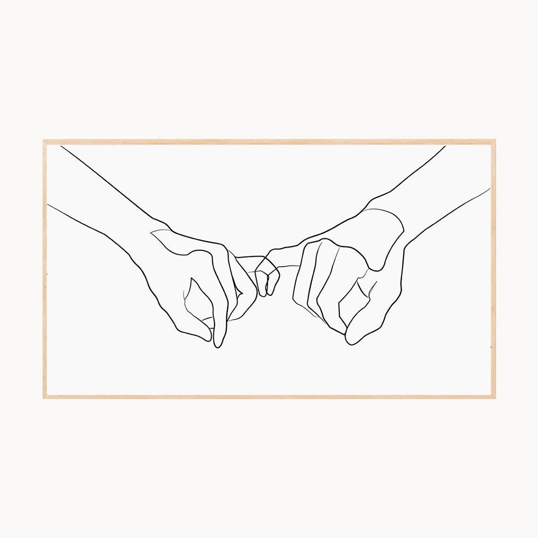 Samsung Frame TV Art, Pinky Swear One Line Drawing, Line Art Hands ...
